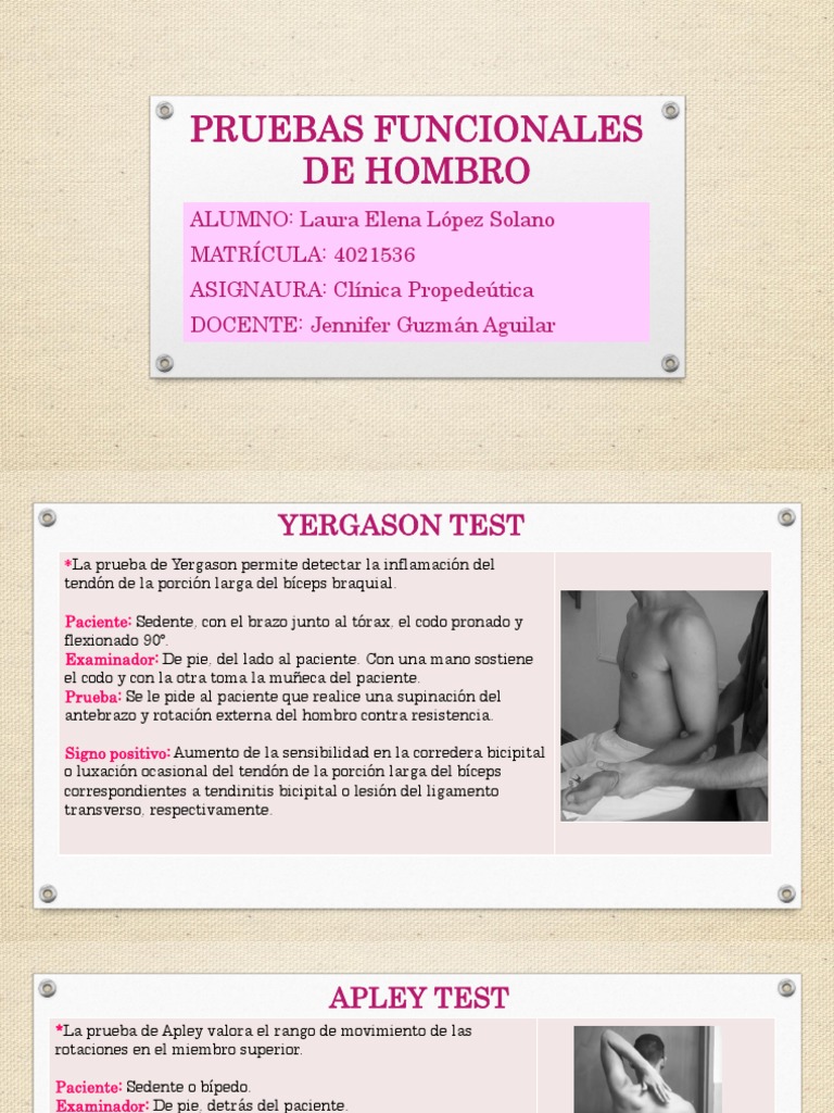 Pruebas Funcionales de Hombro | PDF | Hombro | Mano