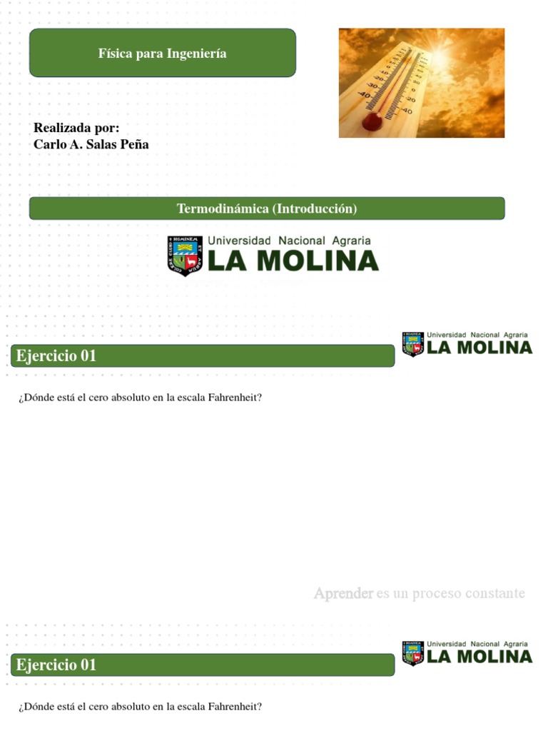 Termodinámica 1 - Ejercicios 01-04 | PDF | Fahrenheit | Temperatura