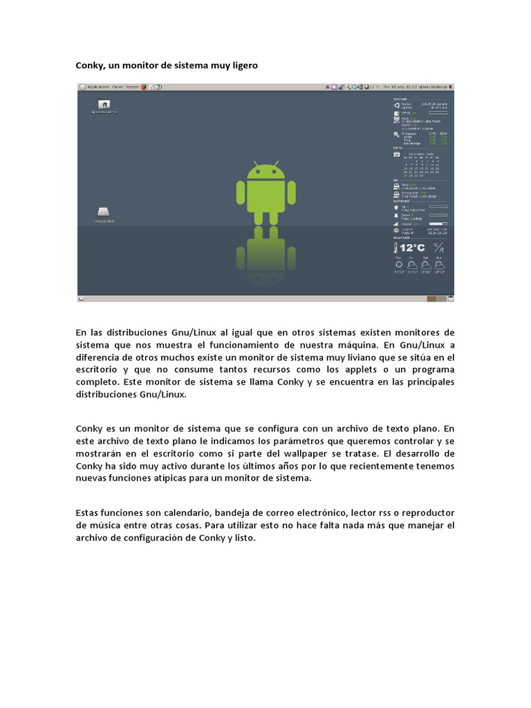Instalacion y Configuracion de Conky | PDF | Distribución de Linux | Software