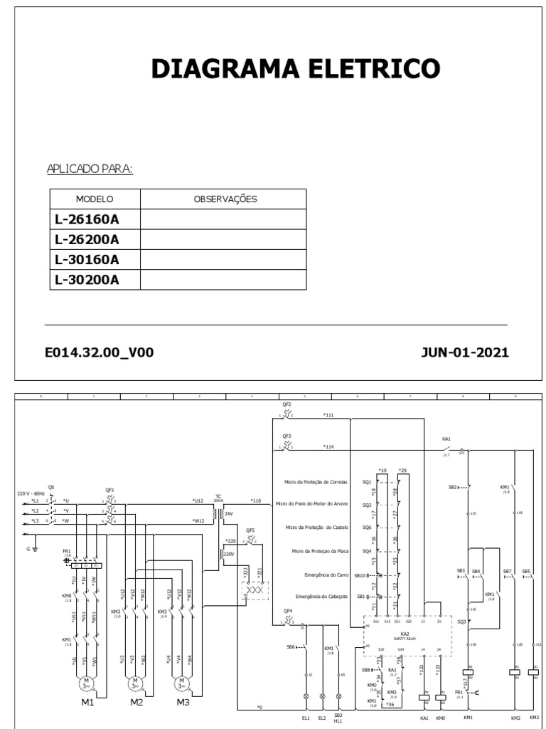 Diagrama Eletrico Torno Clever L30160a - E014.32.00 - V00 | PDF