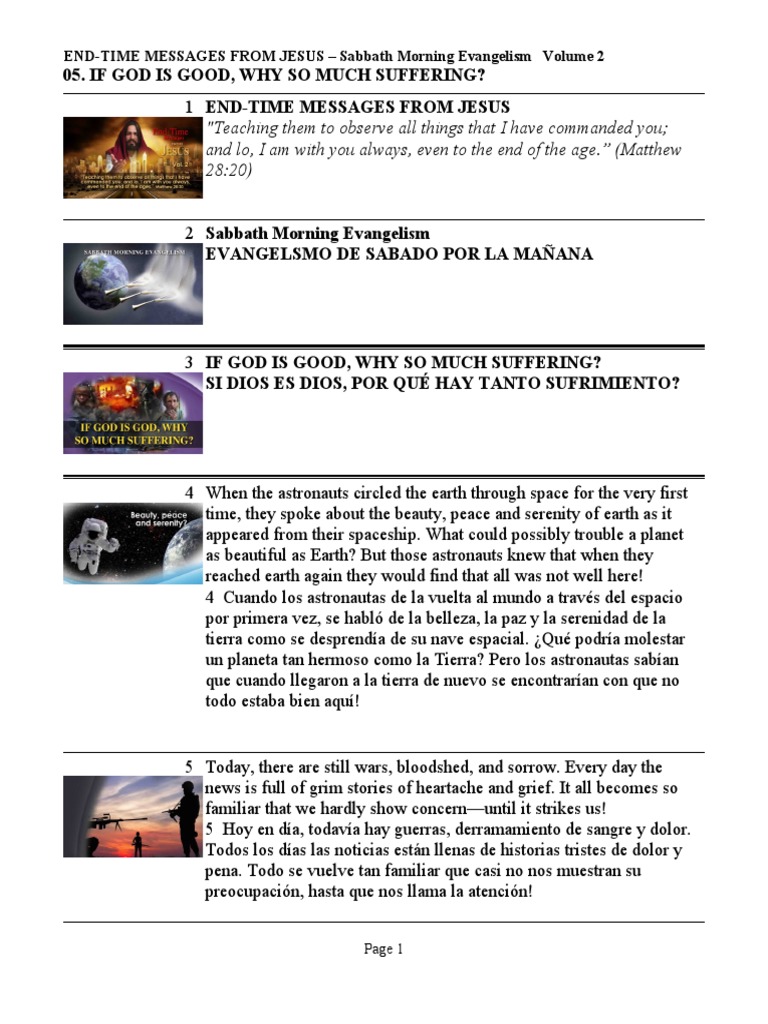 Sermón 05 - Si Dios Es Dios, ¿Por Qué Existe Sufrimiento | PDF | Satán | Víspera