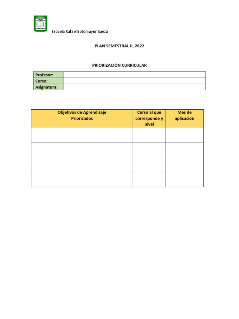 Plan Semestral Ii, 2022: Escuela Rafael Sotomayor Baeza | PDF