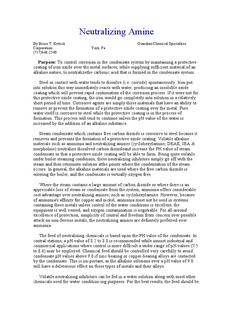 Neutralizing Amine | PDF | Corrosion | Oxide