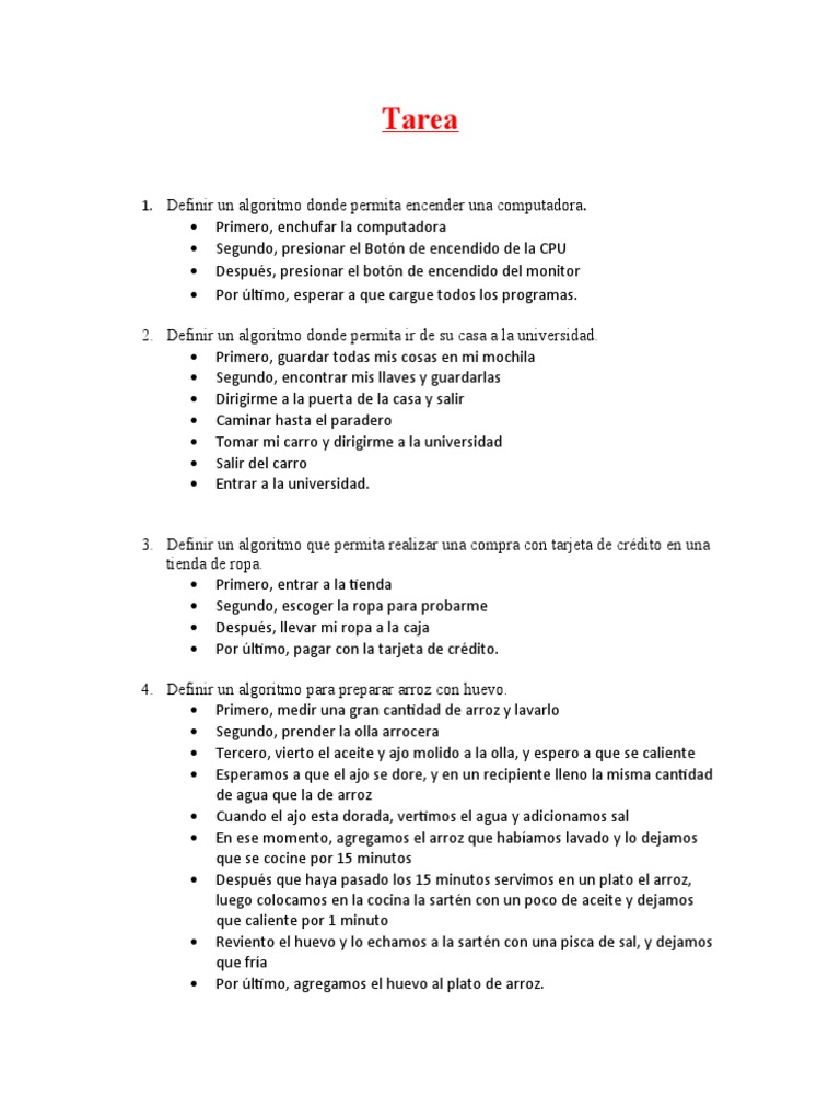 Tarea de algoritmos | PDF