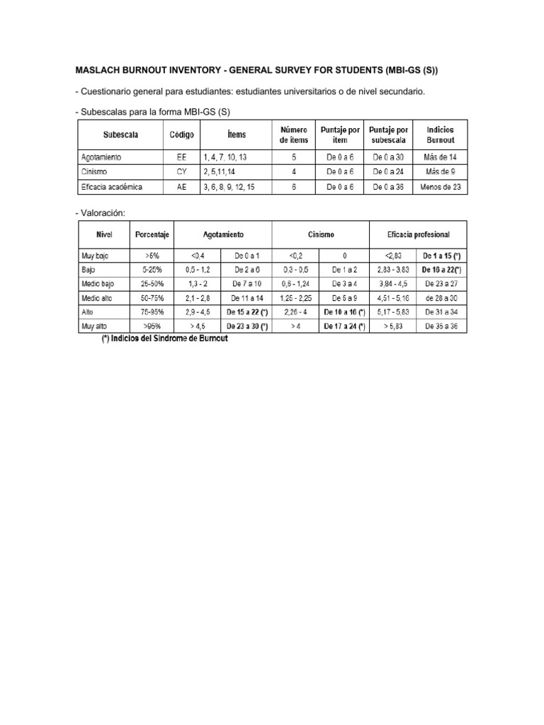 Maslach Burnout Inventory | PDF