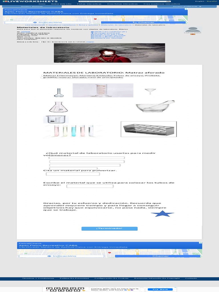 Ejercicio Interactivo de Materiales de Laboratorio | PDF