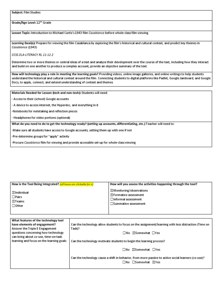 Gilley Using Tech Form Hyperdoc | PDF | Learning | Information