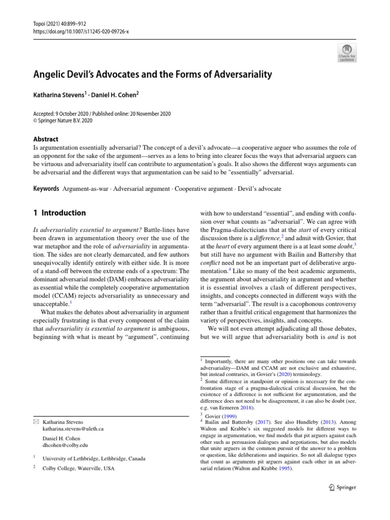 Angelic Devils Advocates and The Forms o | PDF