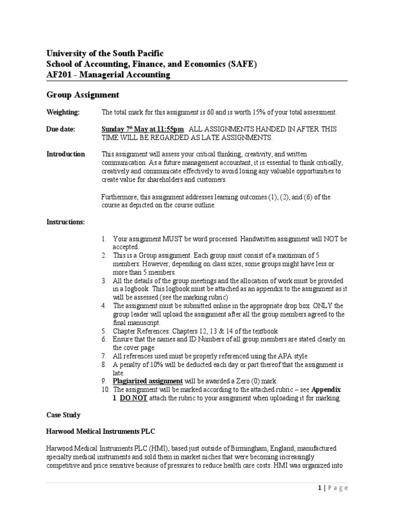 Group Assignment s1, 2023 Af201 | PDF | Profit (Economics) | Medical Device
