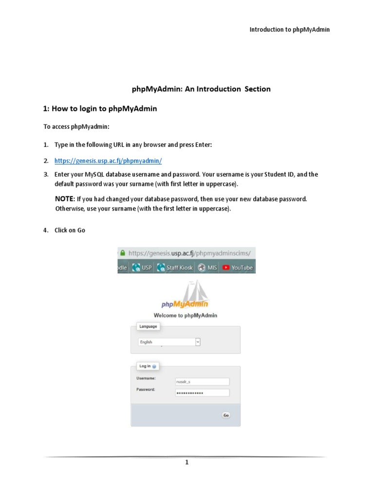 PHP My Admin Intro | PDF | Table (Database) | Sql