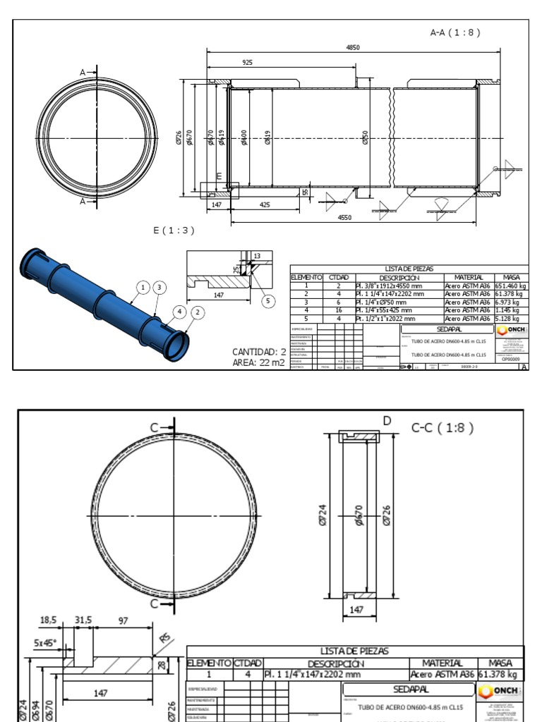 Tuberia DN600 | PDF | Hierro | Acero