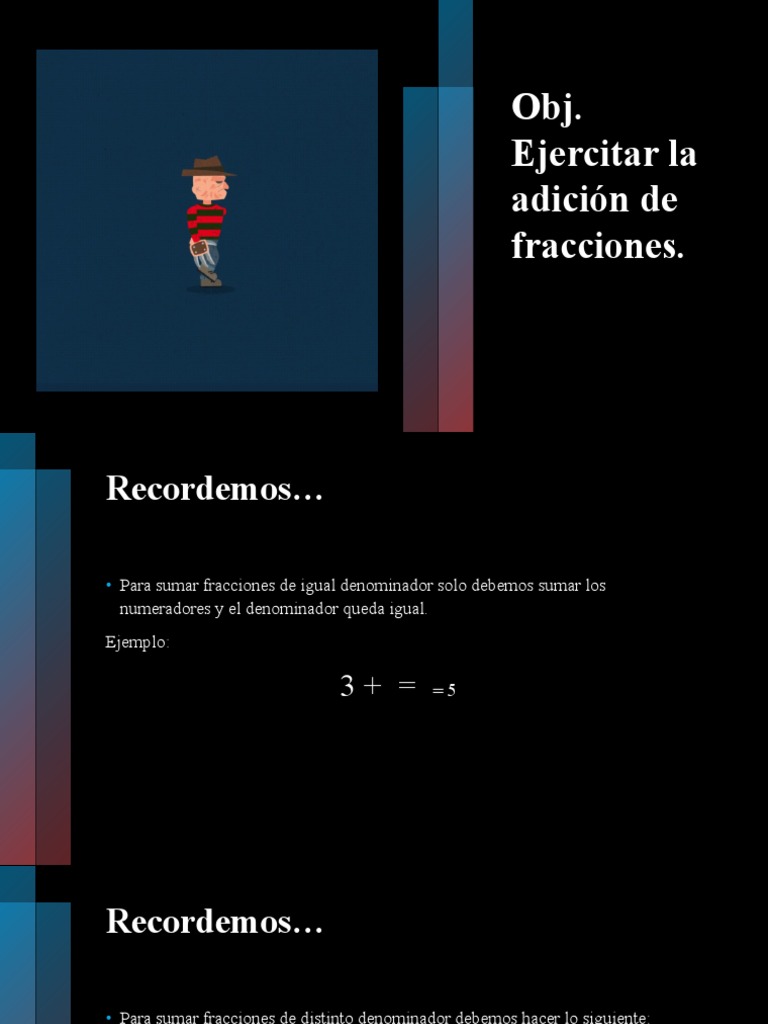 Ejercitar La Adición de Fracciones | PDF | Métodos y materiales de ...