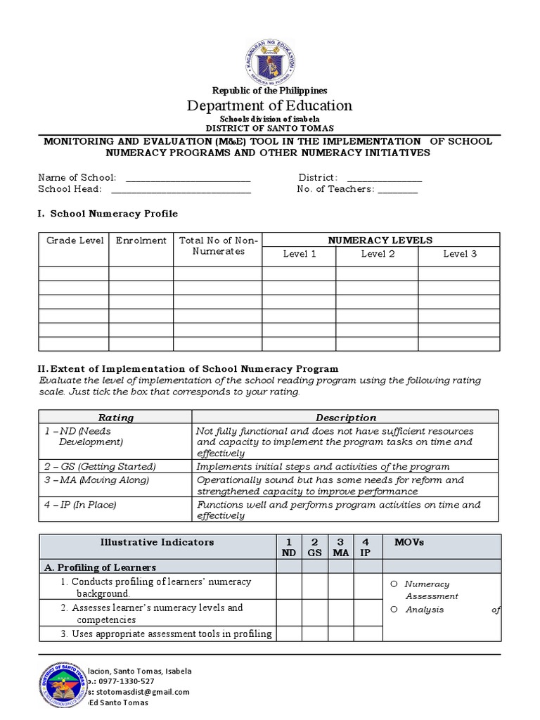 School Numeracy Program Evaluation Tool | PDF | Learning | Education Theory
