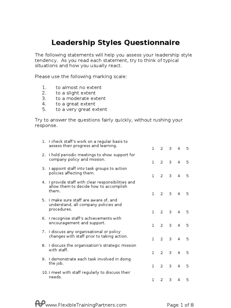 Leadership Styles Questionnaire - Related | PDF | Competence (Human ...