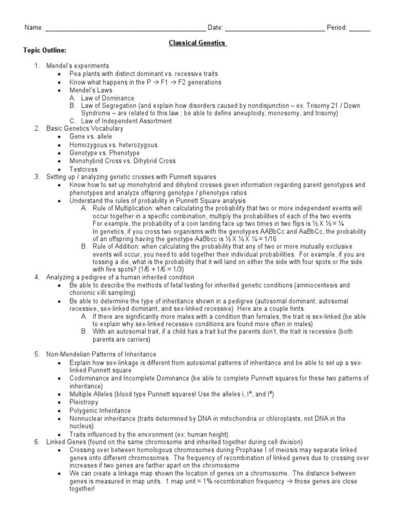 classical_genetics_final_review_packet_key | PDF | Dominance (Genetics ...