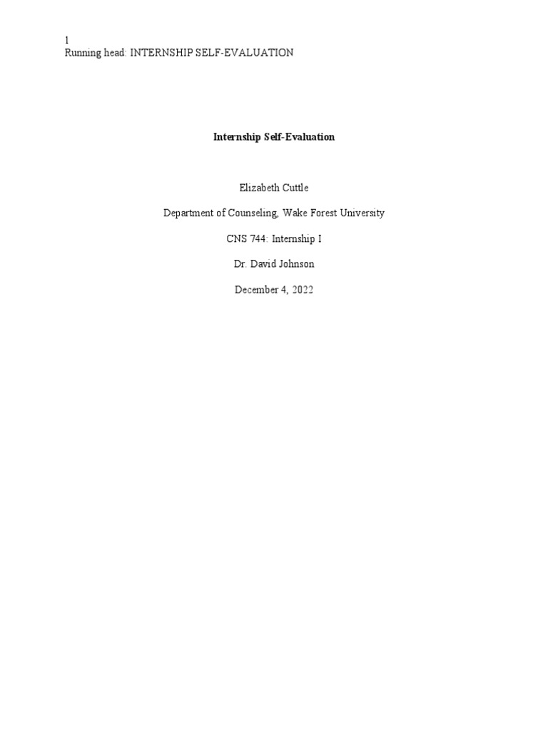 Internship Self-Evaluation in Counseling | PDF