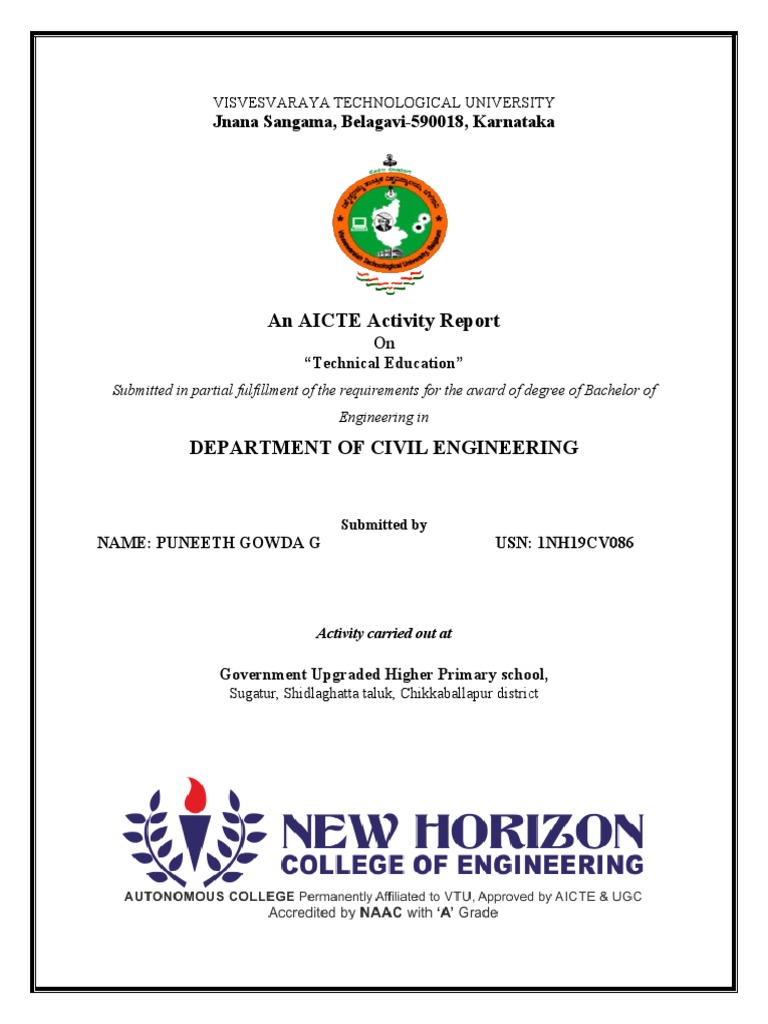 An AICTE Activity Report: Jnana Sangama, Belagavi-590018, Karnataka ...