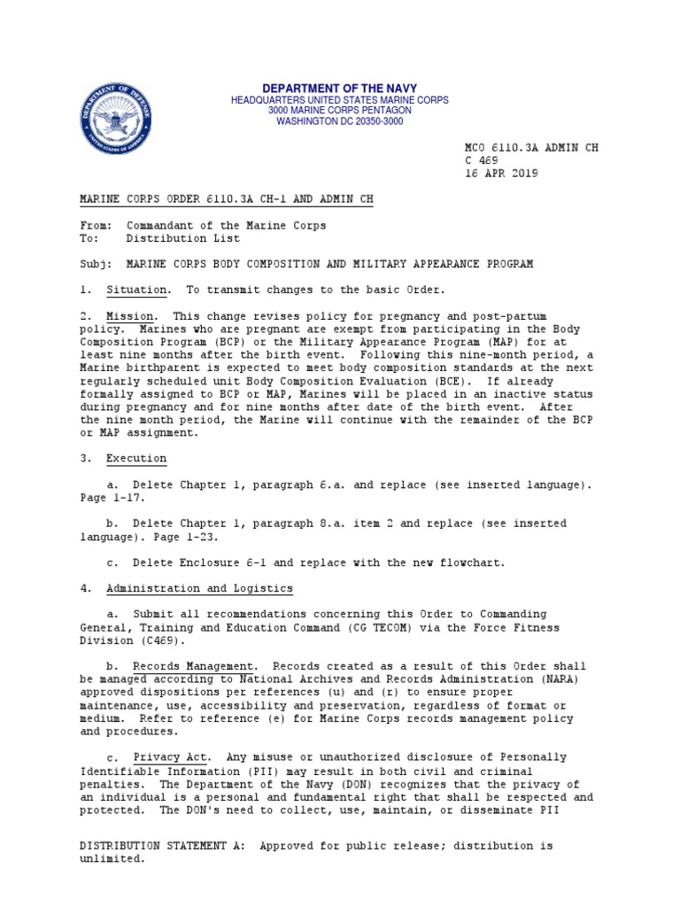 USMC BCP Order | PDF
