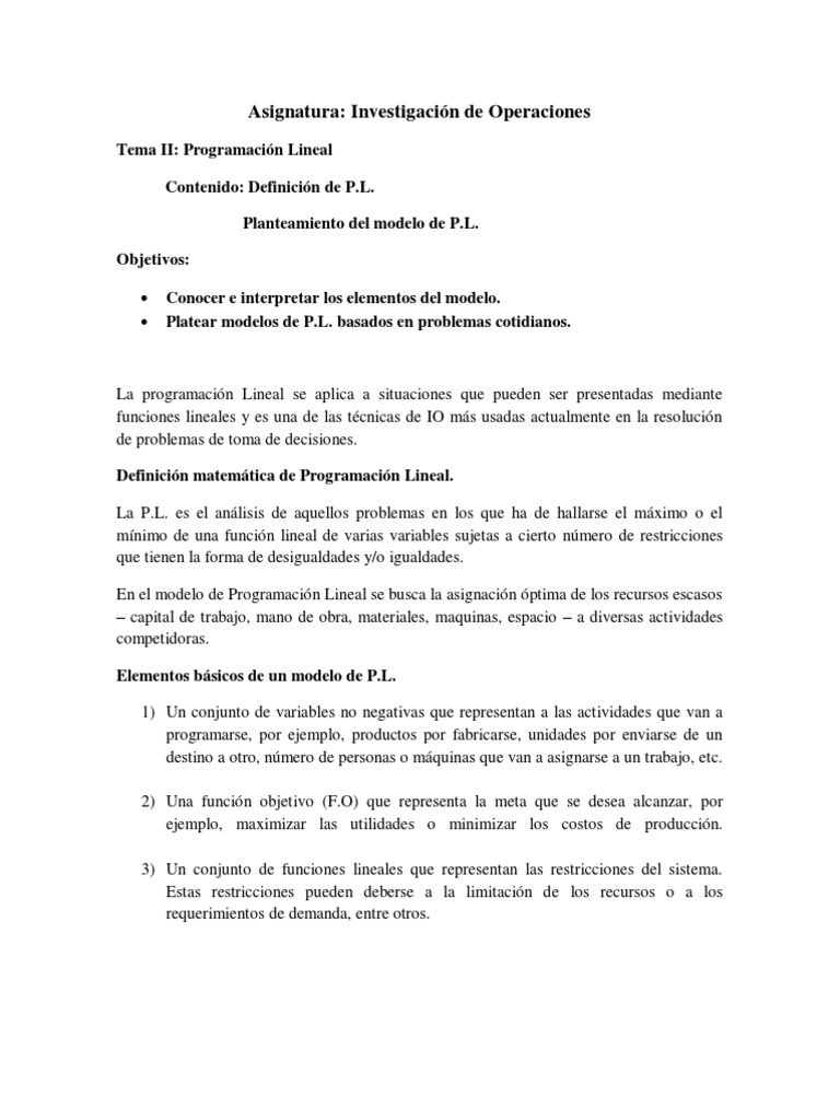 Programacion-Lineal Sintesis 2 | PDF | Programación lineal | Matemáticas