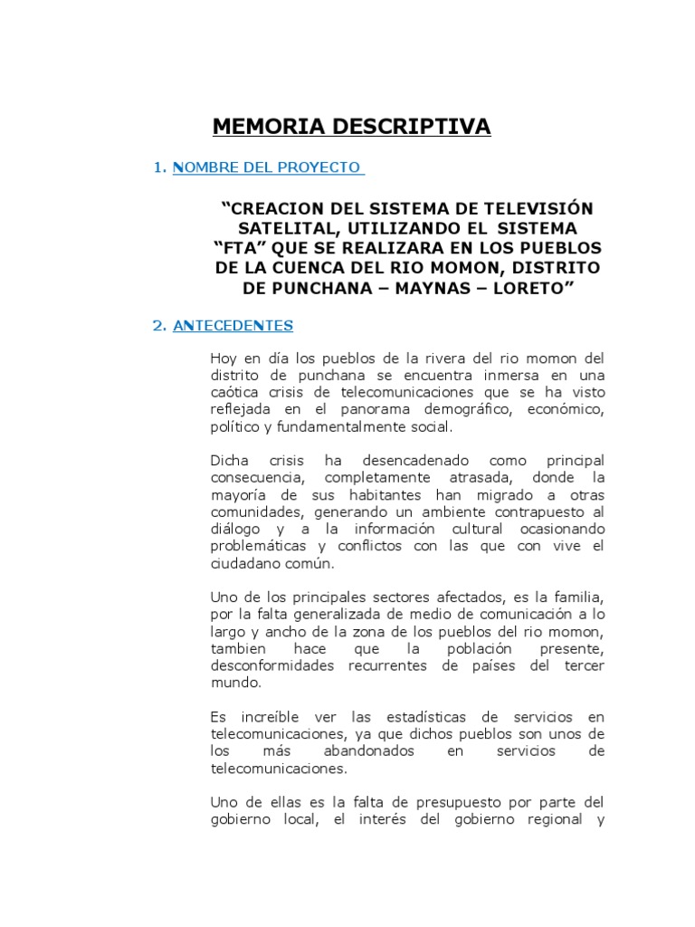 Memoria Descriptiva | PDF