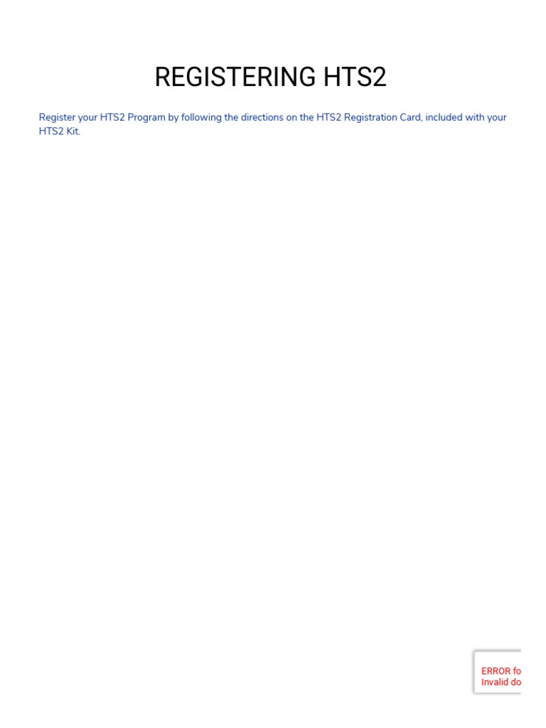 Registering Hts2 | PDF