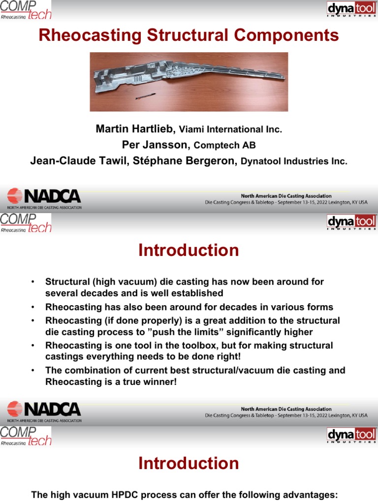 Rheocasting Structural Components Martin Hartlieb Per Jansson Jean