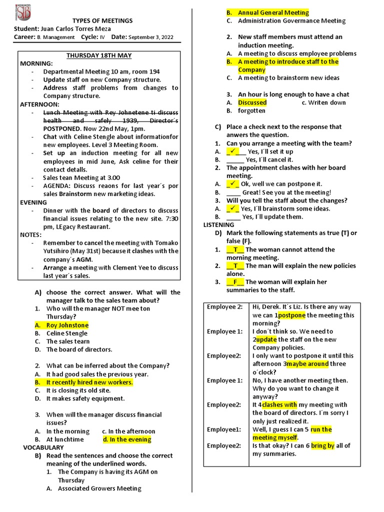 Types of Meetings Overview | PDF