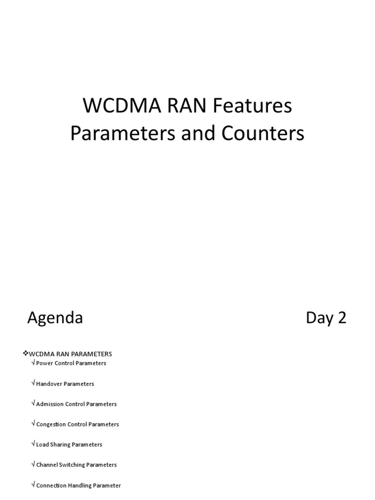 Wcdma Ran Features Parameters and Counters | PDF