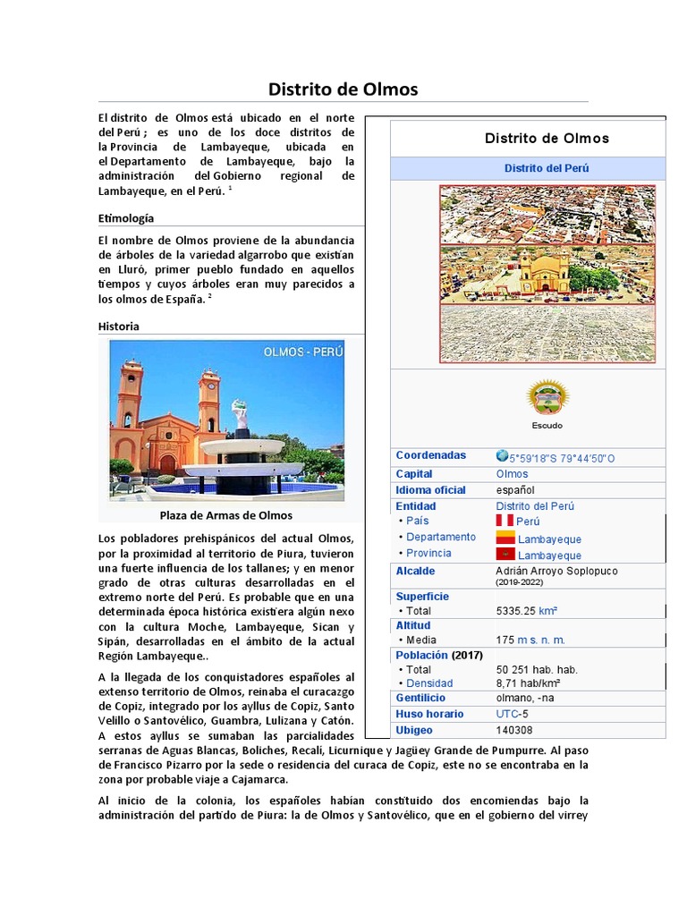 Distrito de Olmos - Wikipedia | PDF