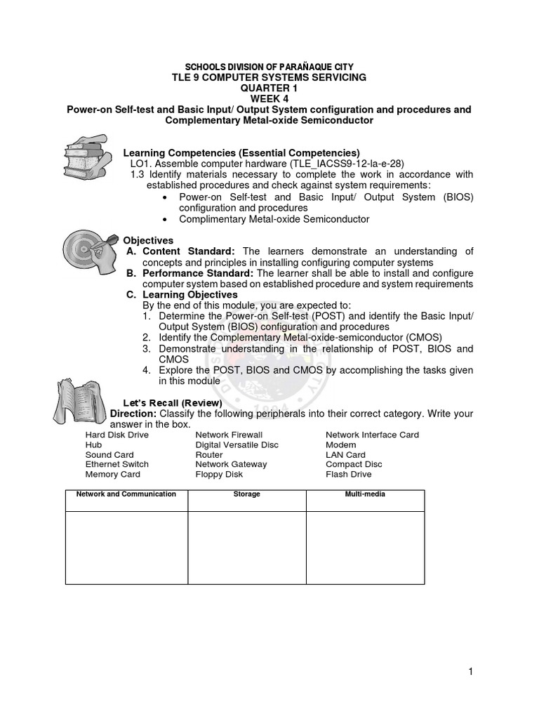 TLE-ICT-CSS Grade9 Module1 Quarter1 Week-4 | PDF | Bios | Booting TLE-ICT-CSS Grade9 Module1 Quarter1 Week-4 | PDF | Bios | Booting