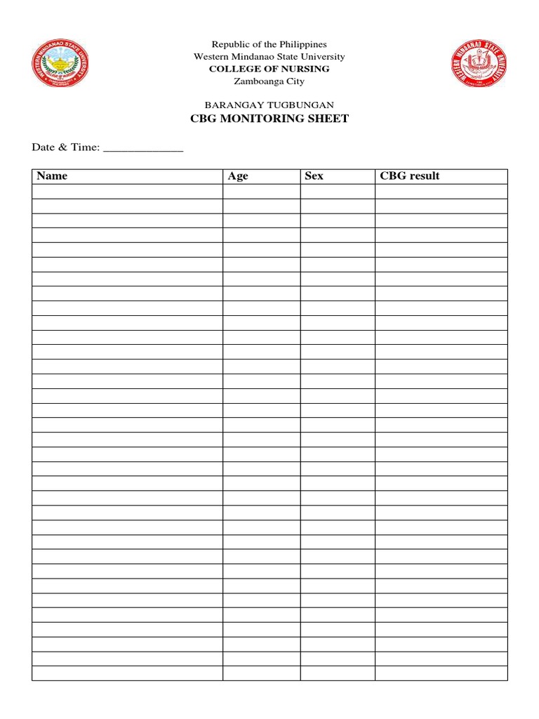 CBG Monitoring Sheet | PDF