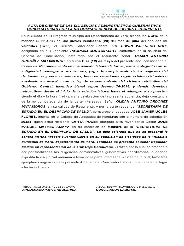 Apoderado Parte Requerida Conciliador Laboral | PDF | Derecho