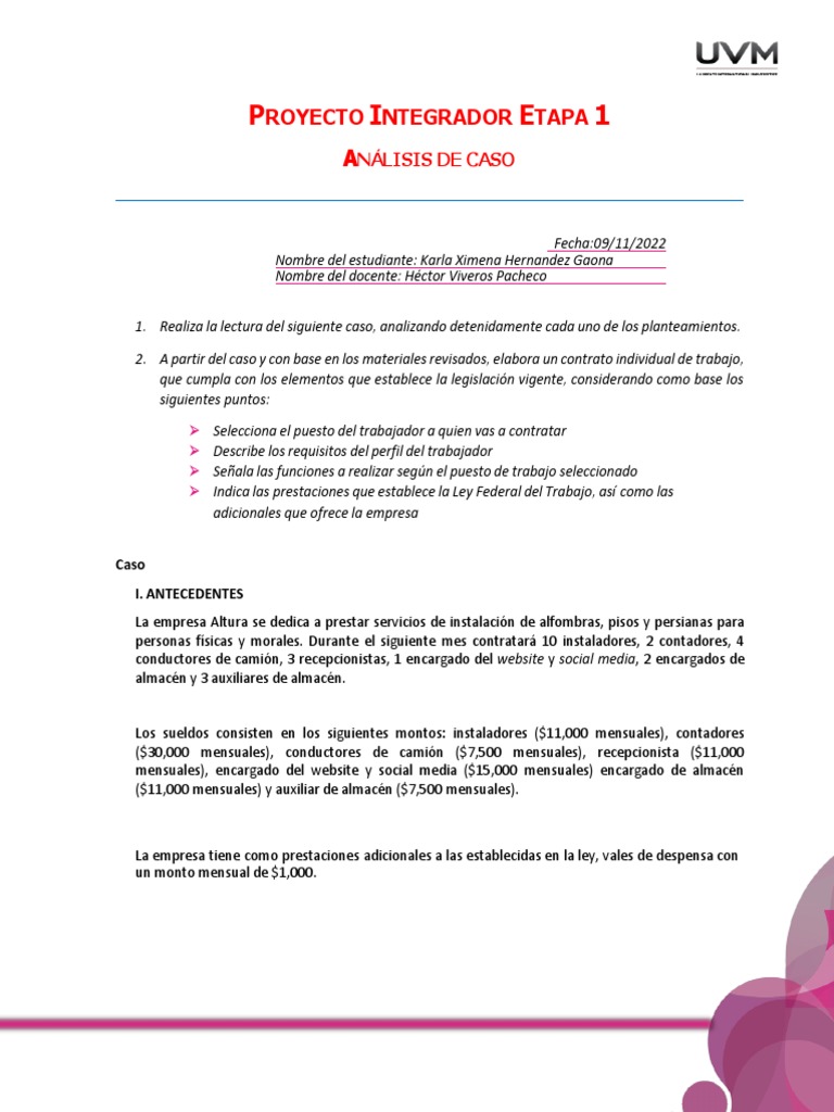 Proyecto Integrador Act 9 (KXHG) | PDF | Salario | Derecho laboral