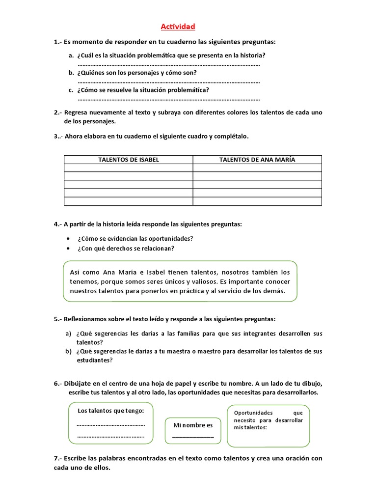 Actividad para La Casa | PDF