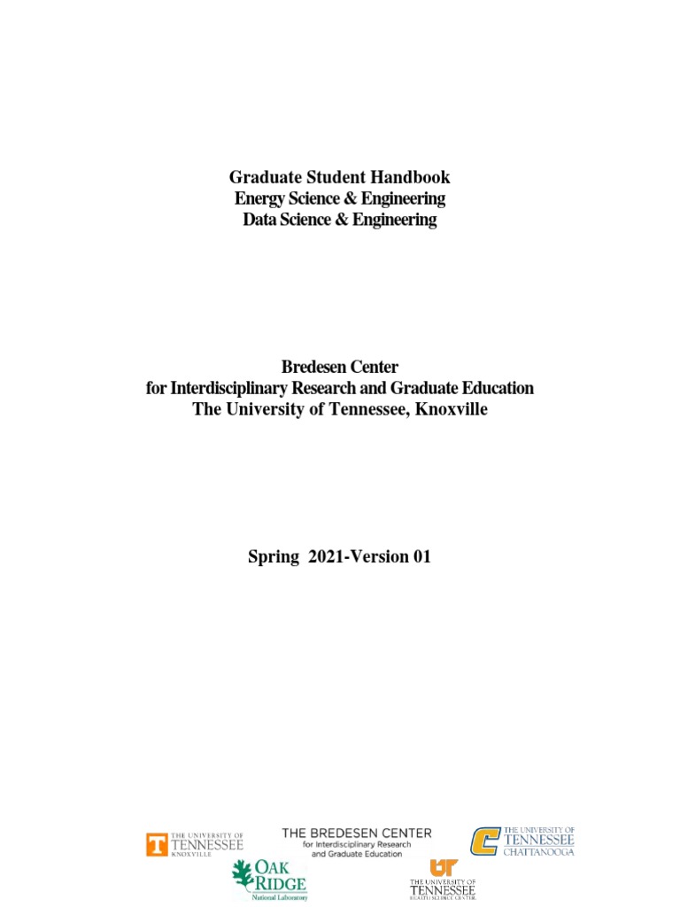 Bredesen Center Student handbook | PDF | Thesis | Postgraduate Education