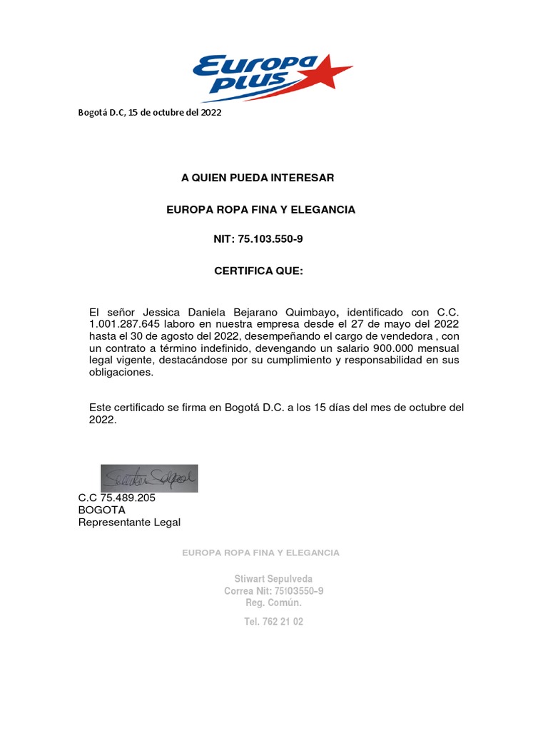 Certificados Laboral | PDF