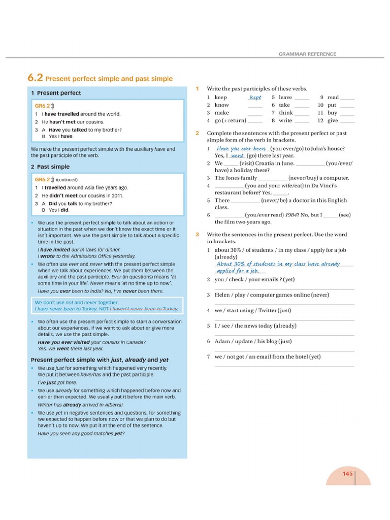 Present Perf - Vspast Simple | PDF