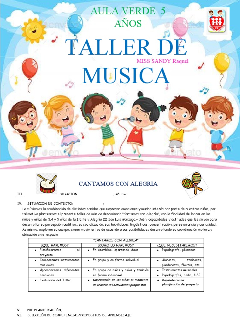 Taller de Musica Miss Sandy Raquel | PDF | Ritmo | Canciones