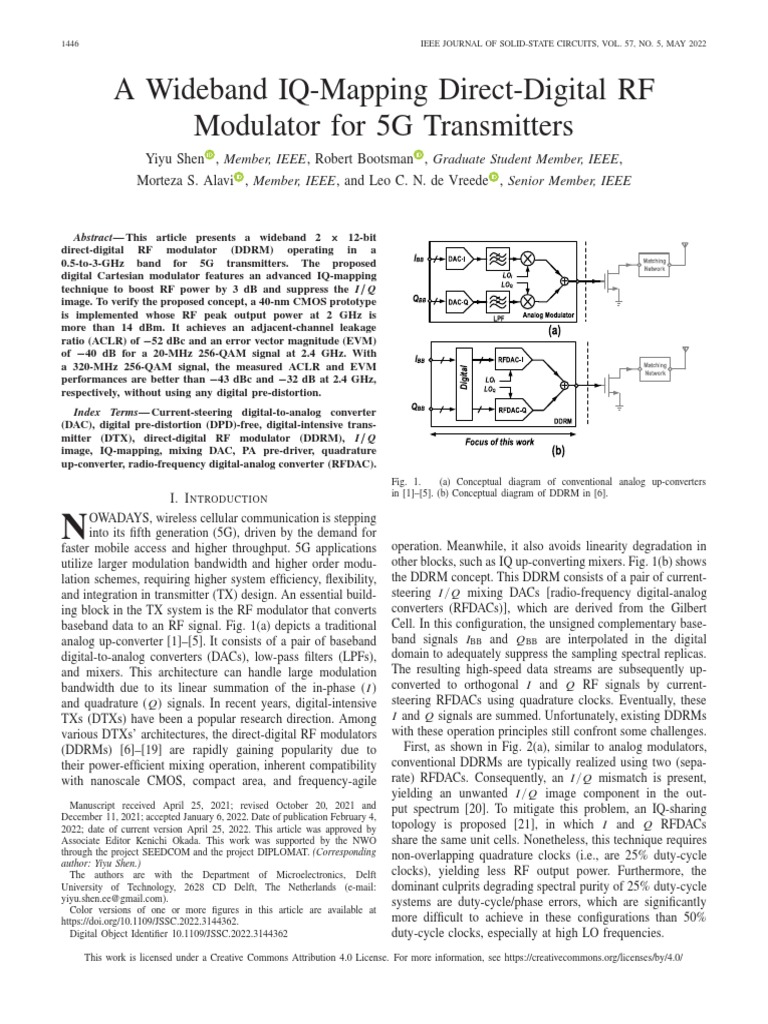 A Wideband IQ-Mapping Direct-Digital RF Modulator For 5G Transmitters | PDF