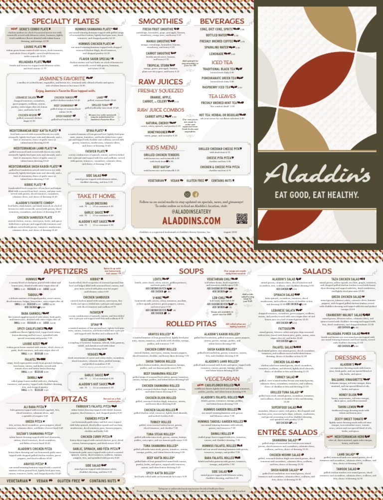 Aladdins Carryout August2022 | PDF | Salad | Pickling