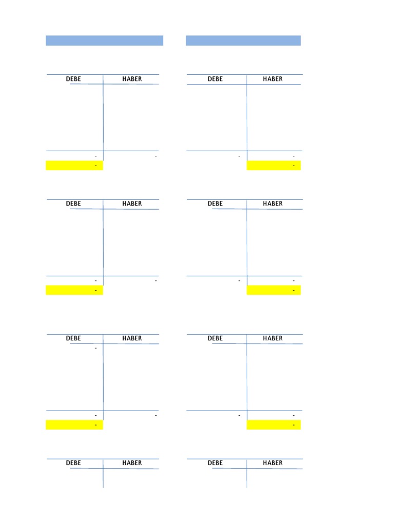 Plantilla Cuentas T | PDF | Servicios financieros | Contabilidad financiera
