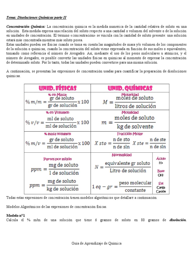 Disoluciones Tema 2 | PDF | Concentración | Química analítica
