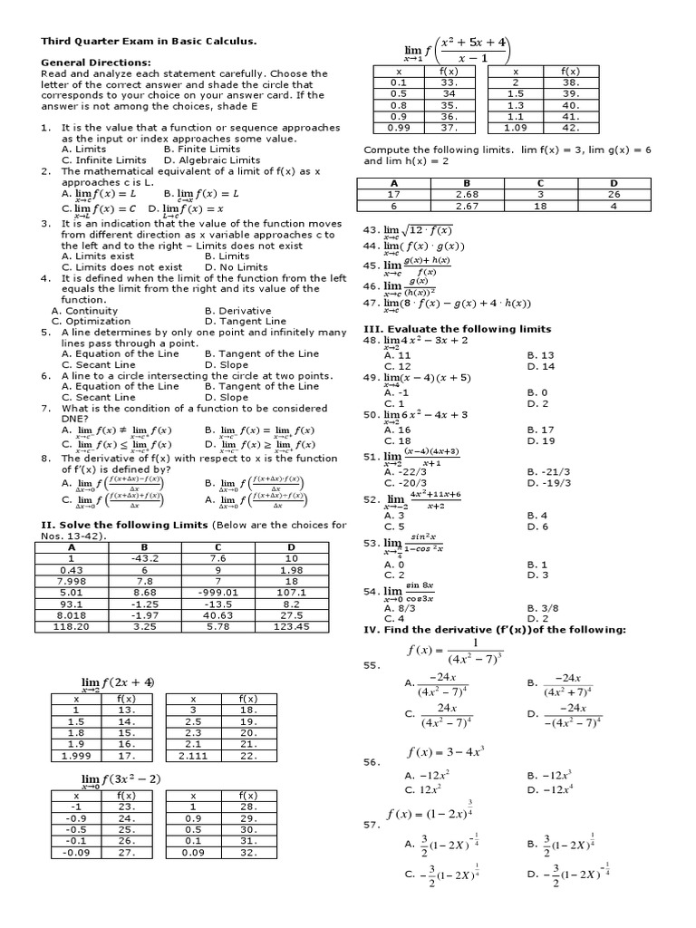 Basic Calculus | PDF | Limit (Mathematics) | Slope