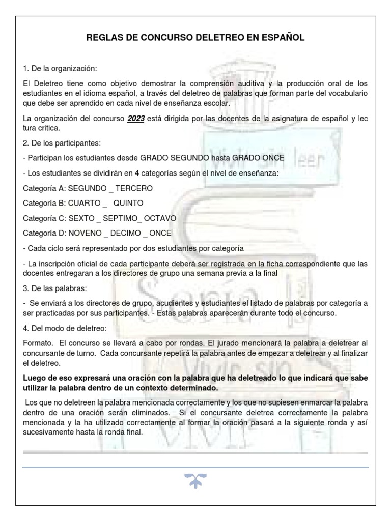 Anexo 1 - Concurso Deletreo | PDF | Lingüística