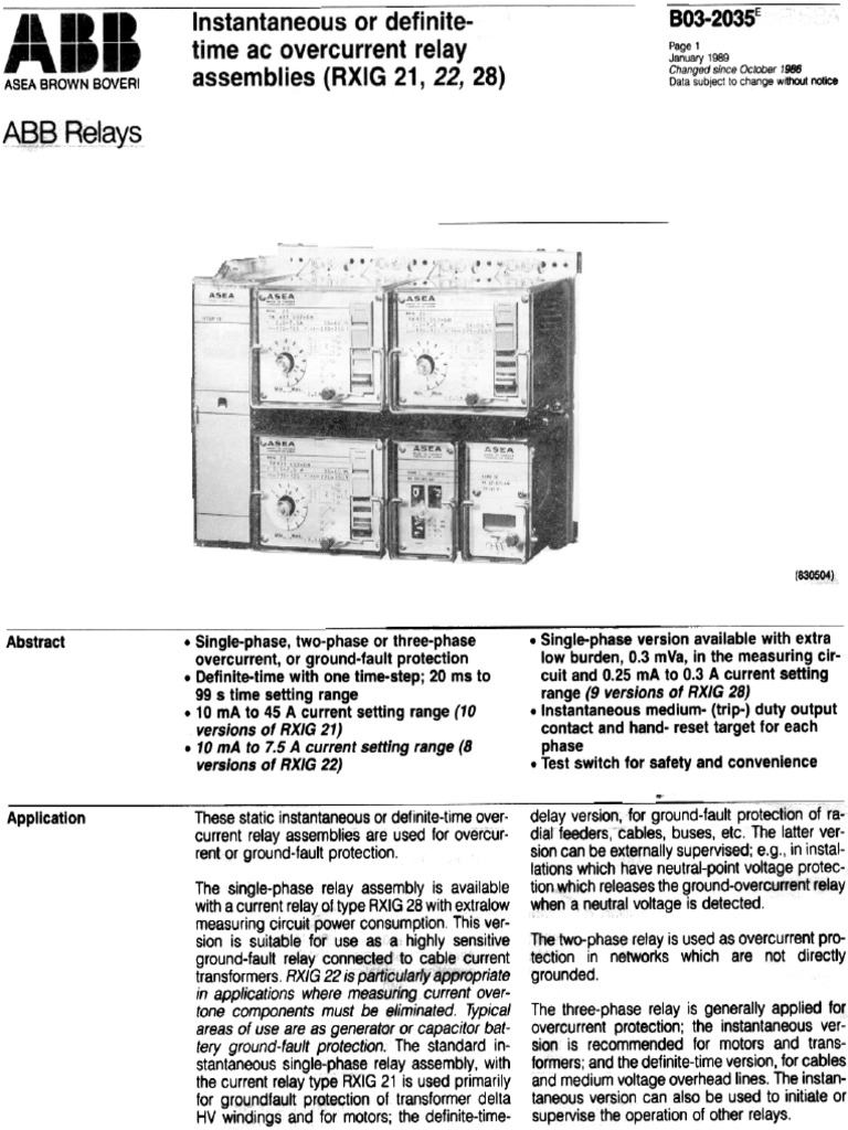 RXIG 21 (6.9kv Relay INST OC) | PDF