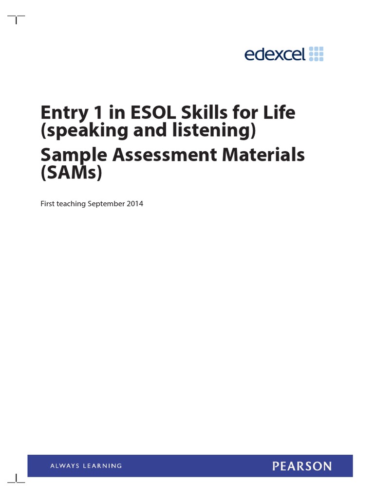 - Entry 1 in ESOL Skills for Life (Speaking and Listening) Sample ...
