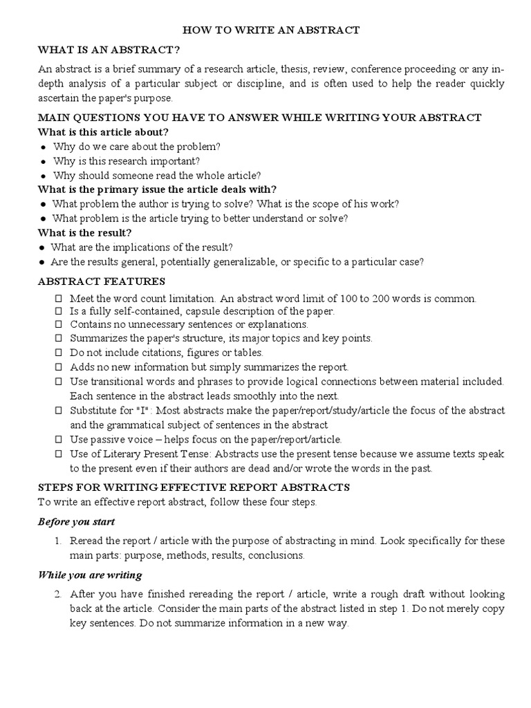 ABSTRACT WRITING - Guide | PDF | Abstract (Summary) | Word