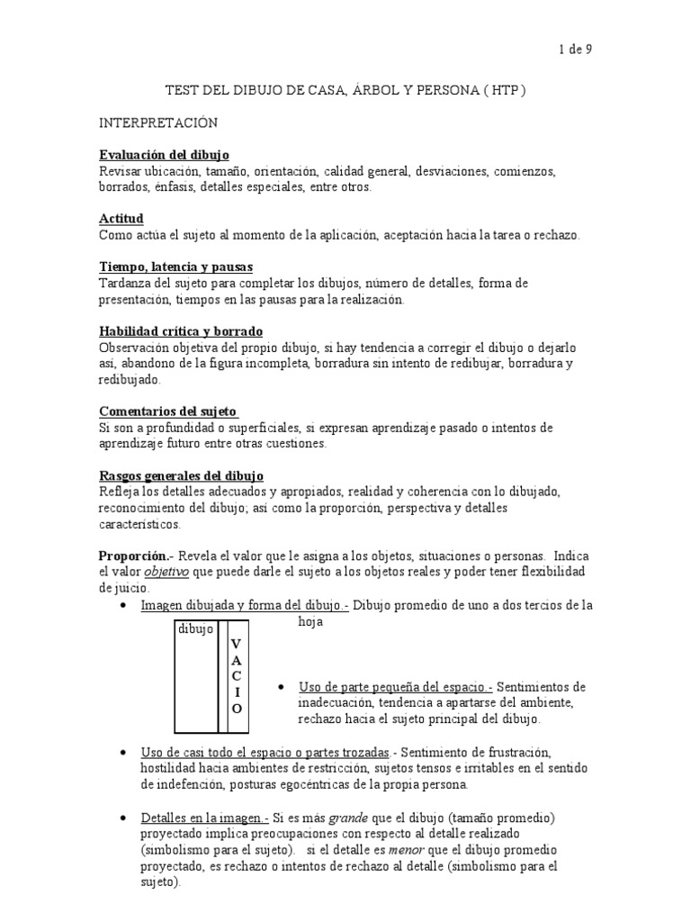 Test Del Dibujo de Casa Arbol y Persona | PDF | Dibujo | Arboles