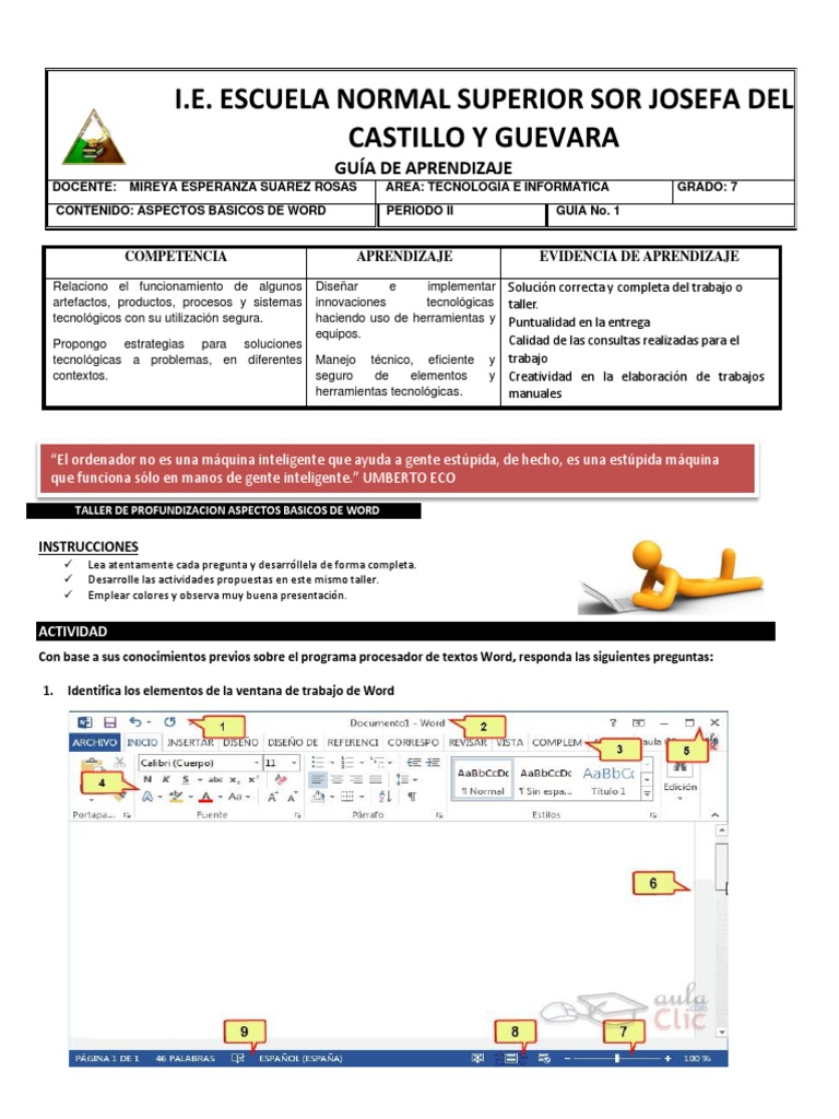 Guia 1 Aspectos Basicos Word | PDF
