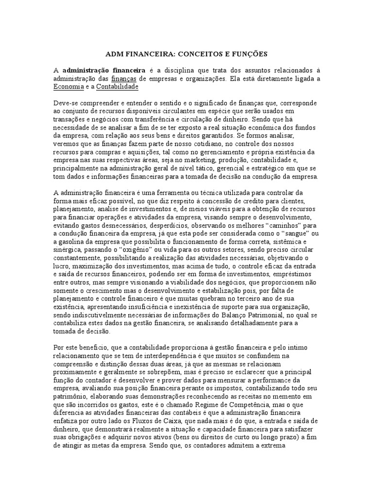 1.01.AFO - Adm Financeira | PDF | Finanças e Administração de Capital